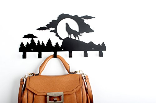 Wander Agio Wolf Moon Metal Wall Mounted Bag Hanger Coat Rack Clothing Hooks Hanging Racks Black