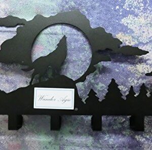 Wander Agio Wolf Moon Metal Wall Mounted Bag Hanger Coat Rack Clothing Hooks Hanging Racks Black