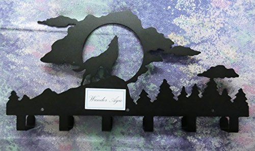 Wander Agio Wolf Moon Metal Wall Mounted Bag Hanger Coat Rack Clothing Hooks Hanging Racks Black