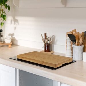 BambooMN Jenn Air Bamboo Range Burner Cover/Cutting Board, New Vertical Cut, Large (20.5"x12"x1.57")