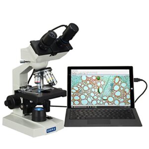 omax 40x-2500x lab binocular compound led microscope with double layer mechanical stage and digital camera m82ez-c02