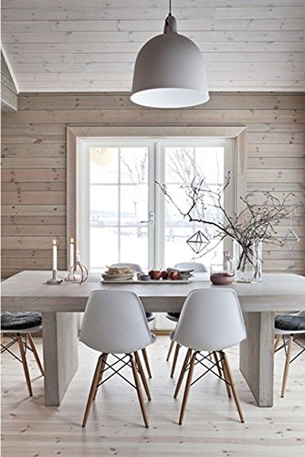 2xhome Modern Plastic Side Dining Chairs No Arms with Back Natural Wood Wooden Legs, Set of 4, White, Set of 4