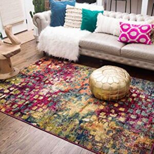 Unique Loom Jardin Collection Colorful, Vibrant, Abstract, Modern Area Rug, 3 ft 3 in x 5 ft 3 in, Multi/Blue