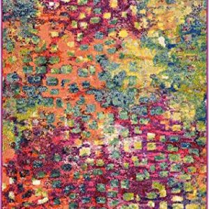 Unique Loom Jardin Collection Colorful, Vibrant, Abstract, Modern Area Rug, 3 ft 3 in x 5 ft 3 in, Multi/Blue