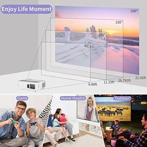 7500 Lumen Native 1080P Full HD Daytime Projector with Keystone Correction & Zoom, 200" Outdoor Movie Smart Projector Compatible with iOS/Android/TV Stick/PS5/DVD