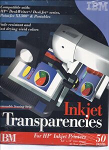 ibm inkjet transparencies for hp inkjet printer 50 sheets 24l5255