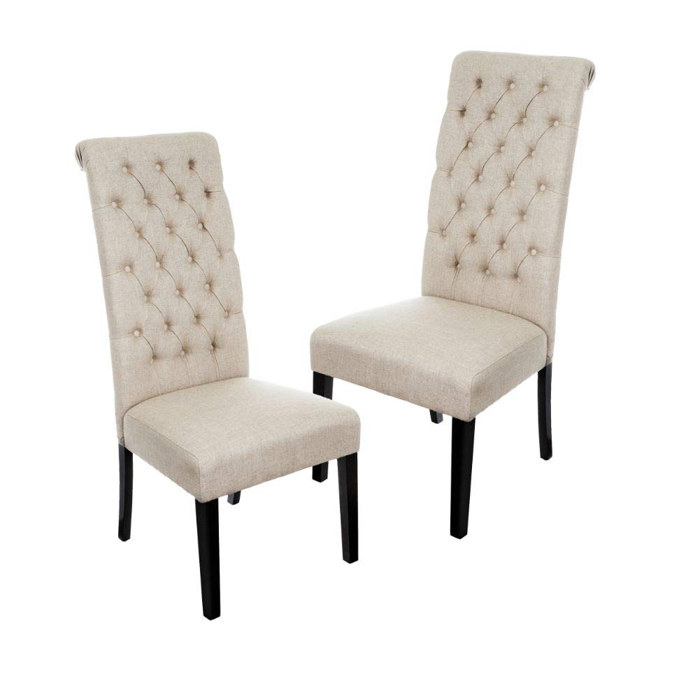 Christopher Knight Home CKH Tall Tufted Dining Chairs, 2-Pcs Set, Dark Beige