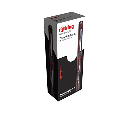 rOtring Tikky Graphic Fine Liner Pen 0.20mm - Black Ink, Box of 12