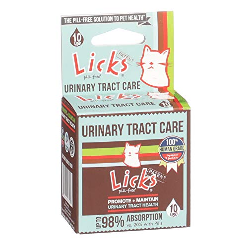 Licks Pill-Free Cat Urinary Tract Care - Cat UTI Care and Prevention Gel Packets - Urinary Tract Infection Supplement for Cats - Omega 3 Fish Oil and L-Lysine Supplement - Gel Packets - 10 Use