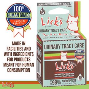 Licks Pill-Free Cat Urinary Tract Care - Cat UTI Care and Prevention Gel Packets - Urinary Tract Infection Supplement for Cats - Omega 3 Fish Oil and L-Lysine Supplement - Gel Packets - 10 Use