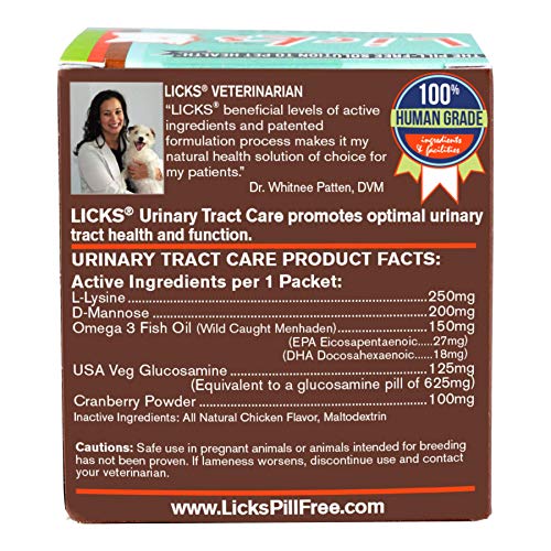 Licks Pill-Free Cat Urinary Tract Care - Cat UTI Care and Prevention Gel Packets - Urinary Tract Infection Supplement for Cats - Omega 3 Fish Oil and L-Lysine Supplement - Gel Packets - 10 Use