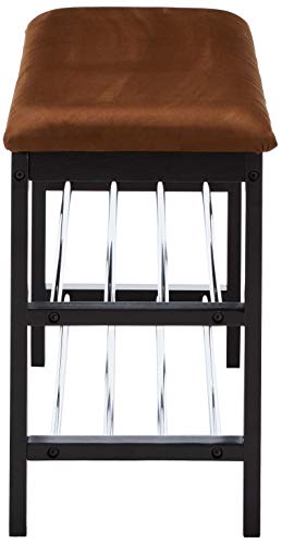 Black / Chocolate Micro Fabric Shoe Rack Storage Organizer & Hallway Bench