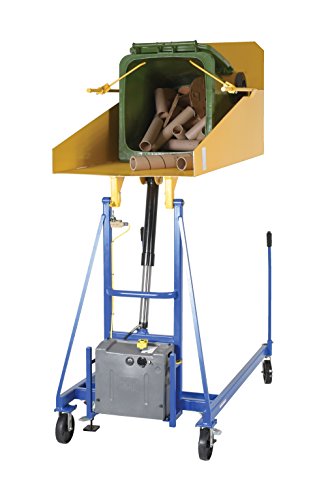 Vestil TCD-U-60-AC Universal AC Trash Can Dumper, Steel, 60-3/16" Maximum Height, 135 Degree Maximum Angle, 400 lb Uniform Capacity, Blue/Yellow