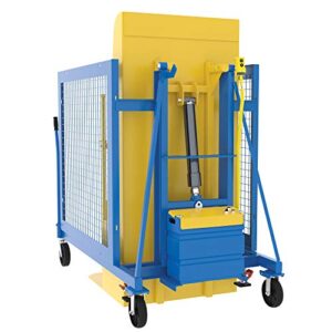 Vestil TCD-U-60-AC Universal AC Trash Can Dumper, Steel, 60-3/16" Maximum Height, 135 Degree Maximum Angle, 400 lb Uniform Capacity, Blue/Yellow