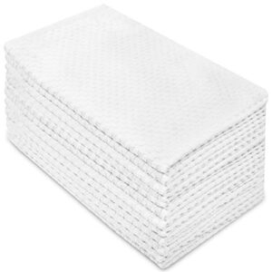 cotton craft euro café set of 12 waffle weave pure cotton super absorbent multipurpose kitchen towels, dishcloths, tea towels white