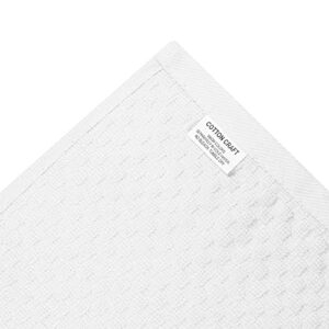 COTTON CRAFT Euro Café Set of 12 Waffle Weave Pure Cotton Super Absorbent Multipurpose Kitchen Towels, Dishcloths, Tea Towels White