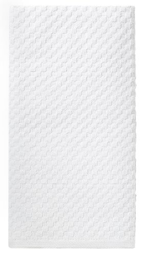 COTTON CRAFT Euro Café Set of 12 Waffle Weave Pure Cotton Super Absorbent Multipurpose Kitchen Towels, Dishcloths, Tea Towels White