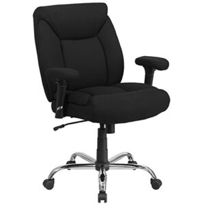 flash furniture hercules series big & tall 400 lb. rated black fabric deep tufted swivel ergonomic task office chair with adjustable arms