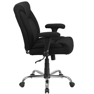 Flash Furniture HERCULES Series Big & Tall 400 lb. Rated Black Fabric Deep Tufted Swivel Ergonomic Task Office Chair with Adjustable Arms