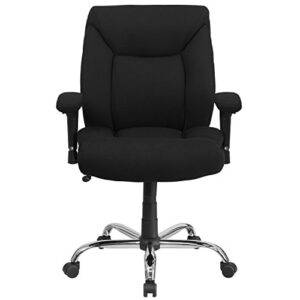 Flash Furniture HERCULES Series Big & Tall 400 lb. Rated Black Fabric Deep Tufted Swivel Ergonomic Task Office Chair with Adjustable Arms