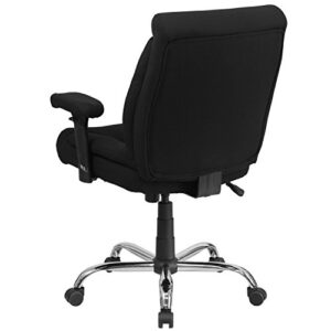 Flash Furniture HERCULES Series Big & Tall 400 lb. Rated Black Fabric Deep Tufted Swivel Ergonomic Task Office Chair with Adjustable Arms