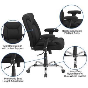 Flash Furniture HERCULES Series Big & Tall 400 lb. Rated Black Fabric Deep Tufted Swivel Ergonomic Task Office Chair with Adjustable Arms