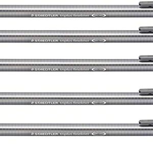 Staedtler Triplus Fineliner Pens gray color 5 Pcs./Pack