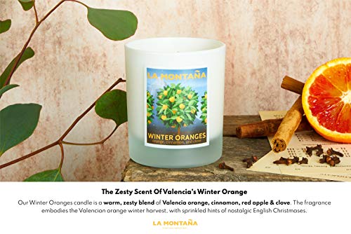 La Montaña Winter Oranges | Luxury Home Scented Candles Inspired by Spain | Natural Wax | Valencia Orange, Cinnamon, Red Apple, and Clove