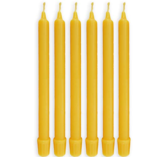 BCandle 100% Pure Beeswax Candles (Set of 6) 8-Hour Organic Hand Made - 8 Inches Tall, 3/4 Inch Diameter; Tapers