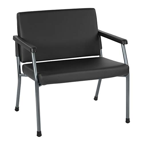 Office Star Bariatric Big and Tall Medical Office Chair with Oversized 29 Inch Wide Seat and Sturdy Metal Frame with Back Reinforcement, 500 Pound Limit, Dillon Black Faux Leather Fabric