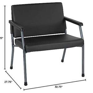 Office Star Bariatric Big and Tall Medical Office Chair with Oversized 29 Inch Wide Seat and Sturdy Metal Frame with Back Reinforcement, 500 Pound Limit, Dillon Black Faux Leather Fabric