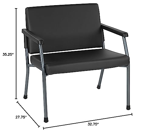 Office Star Bariatric Big and Tall Medical Office Chair with Oversized 29 Inch Wide Seat and Sturdy Metal Frame with Back Reinforcement, 500 Pound Limit, Dillon Black Faux Leather Fabric