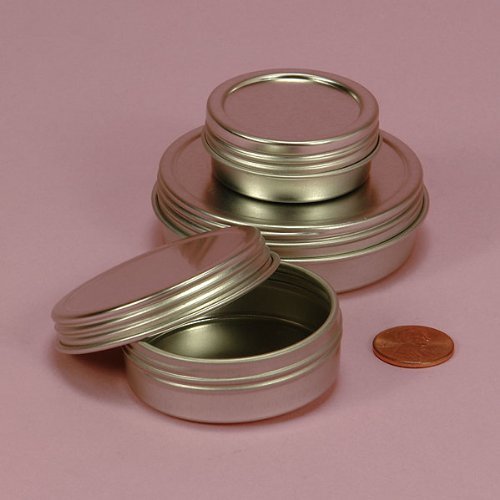 Screw Top Round Steel Tins, 1oz (12 Per Pack)