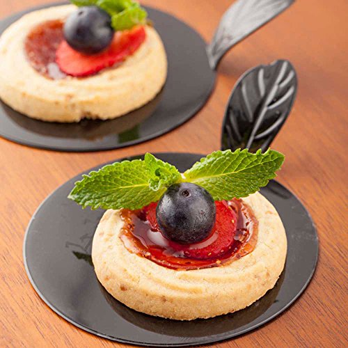 Restaurantware 3 Inch Dessert Serving Plates, 100 Round Pastry Plates - With Handle, Disposable, Black Plastic Mini Plastic Plates, Recyclable, For Appetizers Or Desserts - Restaurantware