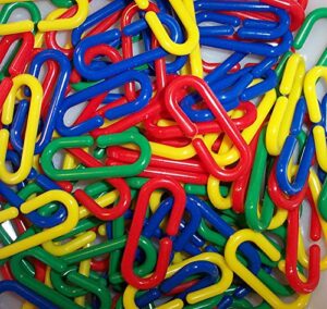 100 plastic c-clips hooks chain c-links sugar glider rat parrot bird toy parts