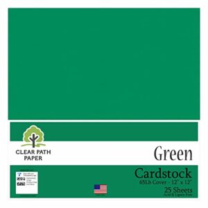 green cardstock - 12 x 12 inch - 65lb cover - 25 sheets - clear path paper