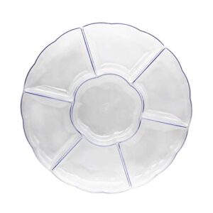 party essentials hard plastic round divided serving tray, 1-count, 16", 7-section, clear