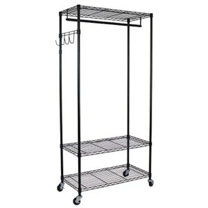 oceanstar adjustable shelves with hooks garment rack, black