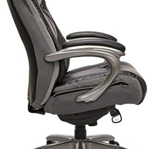 Serta Big and Tall Smart Executive Office ComfortCoils, Ergonomic Computer Chair with Layered Body Pillows, Big & Tall, Adjustable Height, Faux Leather, Black and Gray