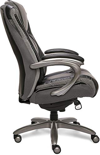 Serta Big and Tall Smart Executive Office ComfortCoils, Ergonomic Computer Chair with Layered Body Pillows, Big & Tall, Adjustable Height, Faux Leather, Black and Gray