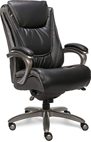 Serta Big and Tall Smart Executive Office ComfortCoils, Ergonomic Computer Chair with Layered Body Pillows, Big & Tall, Adjustable Height, Faux Leather, Black and Gray