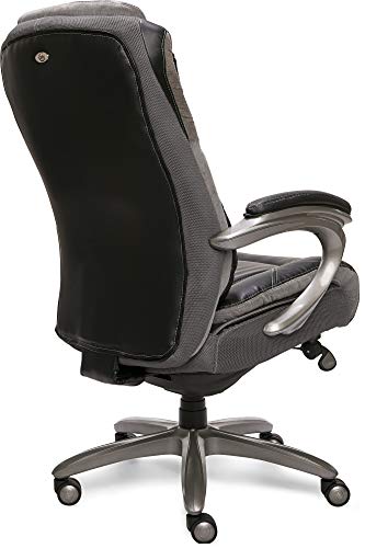 Serta Big and Tall Smart Executive Office ComfortCoils, Ergonomic Computer Chair with Layered Body Pillows, Big & Tall, Adjustable Height, Faux Leather, Black and Gray