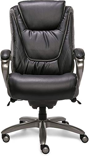 Serta Big and Tall Smart Executive Office ComfortCoils, Ergonomic Computer Chair with Layered Body Pillows, Big & Tall, Adjustable Height, Faux Leather, Black and Gray