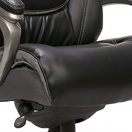 Serta Big and Tall Smart Executive Office ComfortCoils, Ergonomic Computer Chair with Layered Body Pillows, Big & Tall, Adjustable Height, Faux Leather, Black and Gray