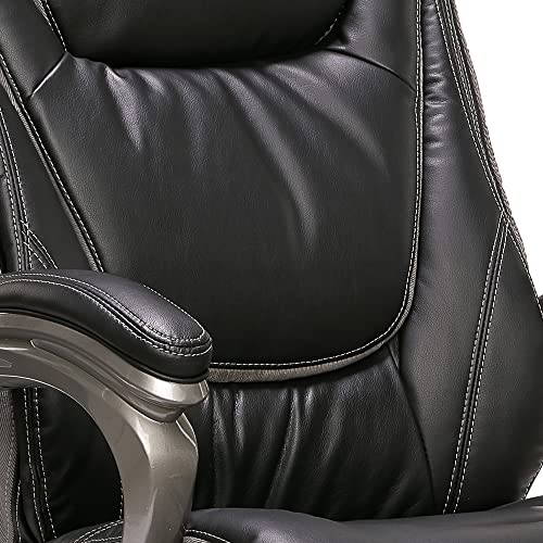 Serta Big and Tall Smart Executive Office ComfortCoils, Ergonomic Computer Chair with Layered Body Pillows, Big & Tall, Adjustable Height, Faux Leather, Black and Gray