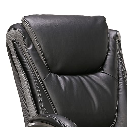 Serta Big and Tall Smart Executive Office ComfortCoils, Ergonomic Computer Chair with Layered Body Pillows, Big & Tall, Adjustable Height, Faux Leather, Black and Gray