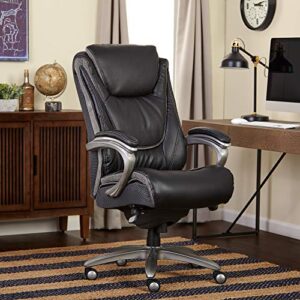 Serta Big and Tall Smart Executive Office ComfortCoils, Ergonomic Computer Chair with Layered Body Pillows, Big & Tall, Adjustable Height, Faux Leather, Black and Gray