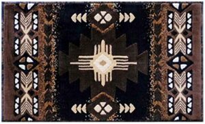 south west native american door mat area rug design c318 black (24 inch x 40 inch)