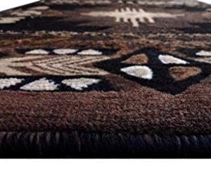 South West Native American Door Mat Area Rug Design C318 Black (24 Inch X 40 Inch)