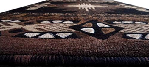 South West Native American Door Mat Area Rug Design C318 Black (24 Inch X 40 Inch)